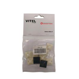 Bases Adhesivas Blancas 20x20mm para Amarra Cable - Bolsa de 10 Unidades.
